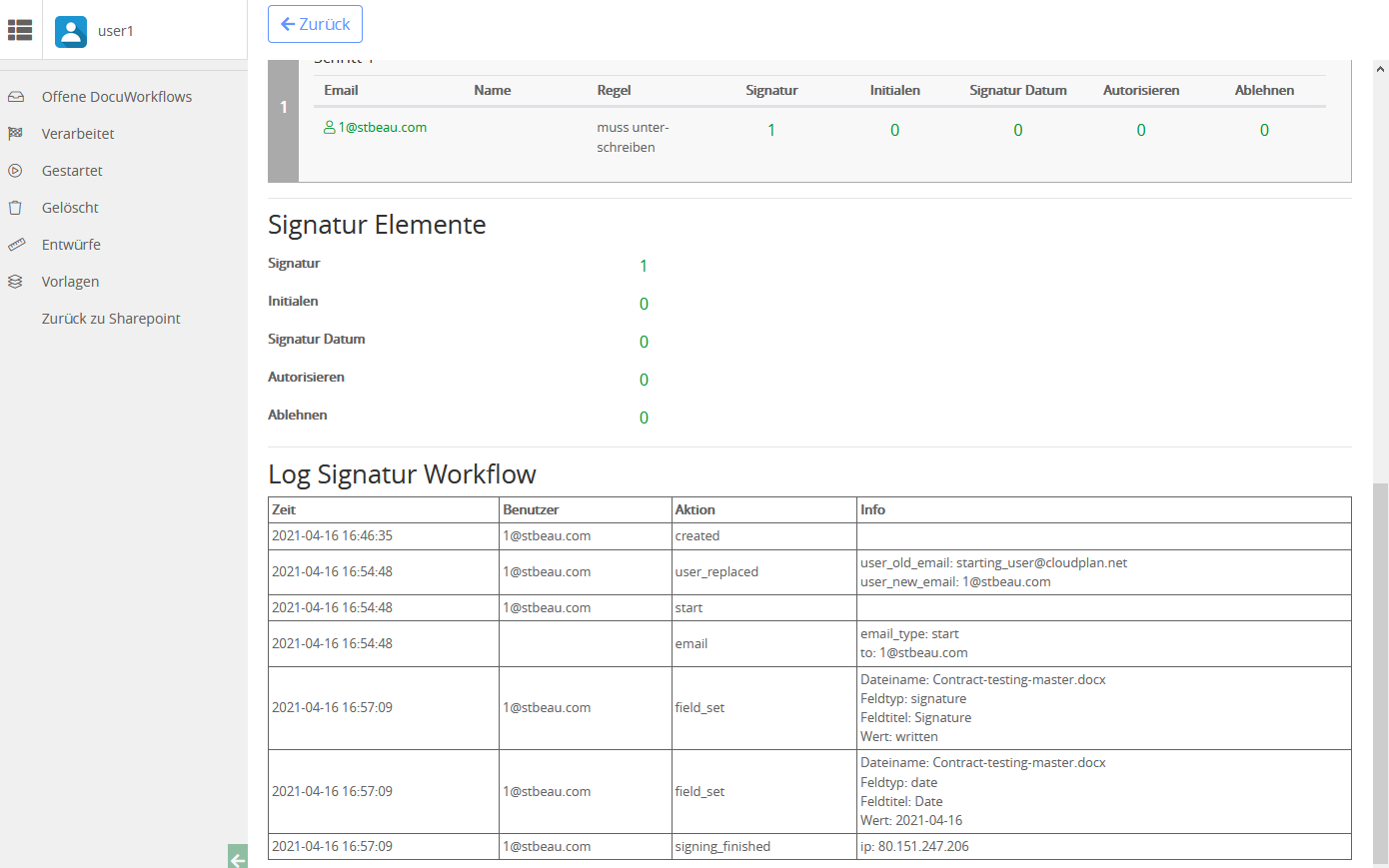 Workflow Audit Log/ Protokoll - cloudplan Help