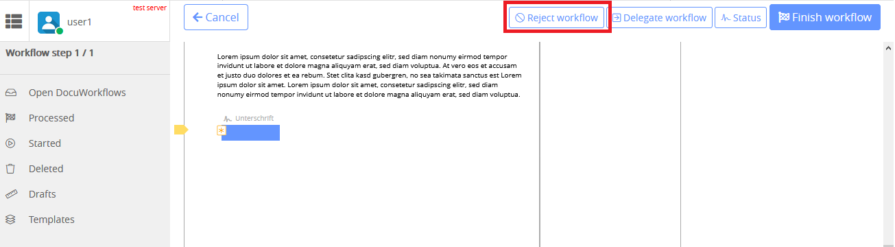 Reject workflow - cloudplan Help