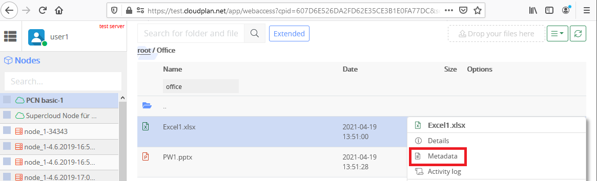 Add metadata to a file - cloudplan Help