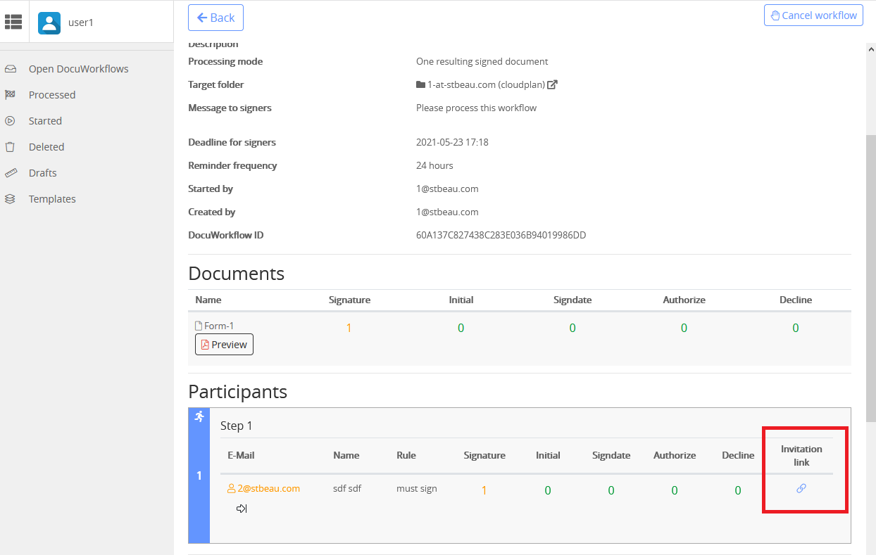 Copy invitation link / URL - cloudplan Help