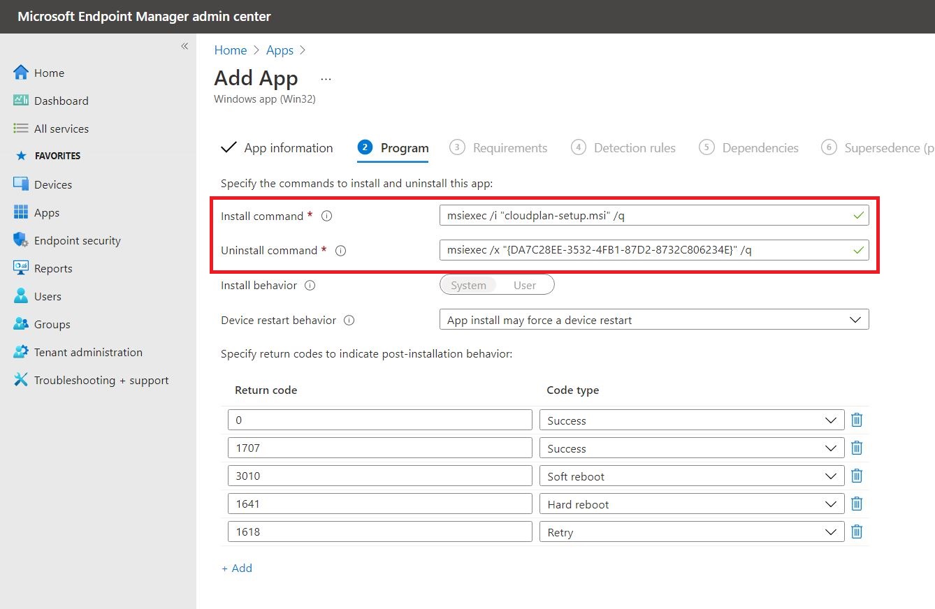 Azure Endpoint Manager configuration for auto installation - cloudplan Help