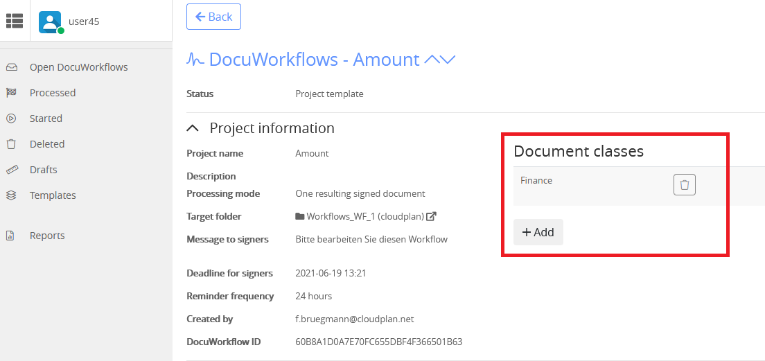 Doc Classes for Workflows - cloudplan Help