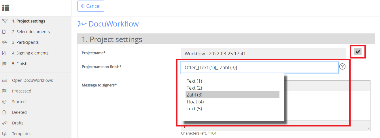 Modify project name finished - cloudplan Help